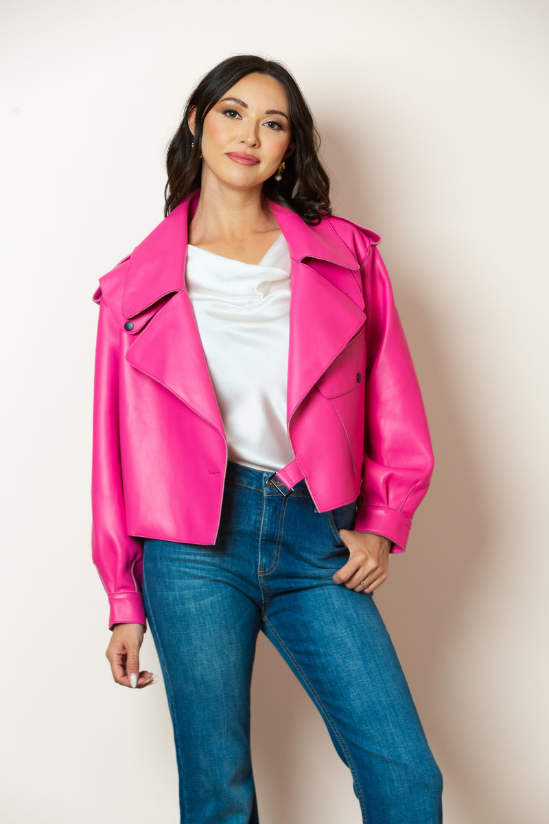 Leather Oversized Moto Jacket - Jessie Liu Collection