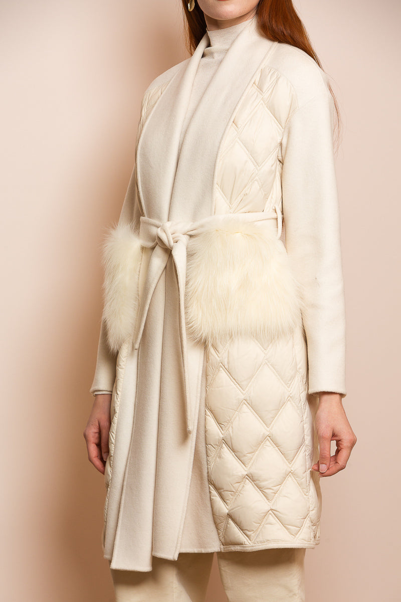 Shawl Collar Wool Puffer Coat with Fur Pockets – Jessie Liu Collection